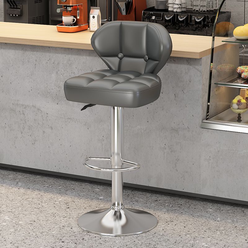 Simple Black Leather Square Bar Stool