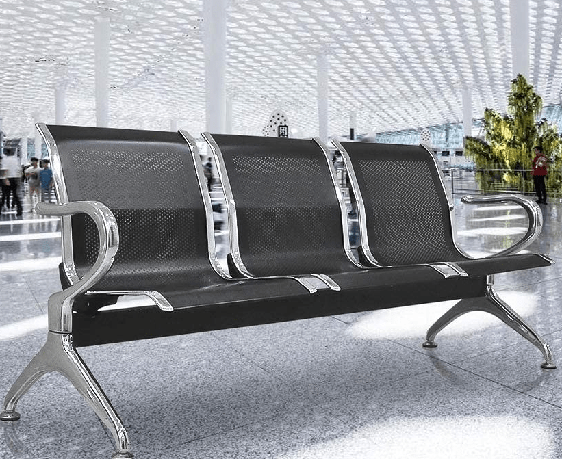 Black Metallic 3-Seater Non-Padded Reception Bench - Primo Shop ...