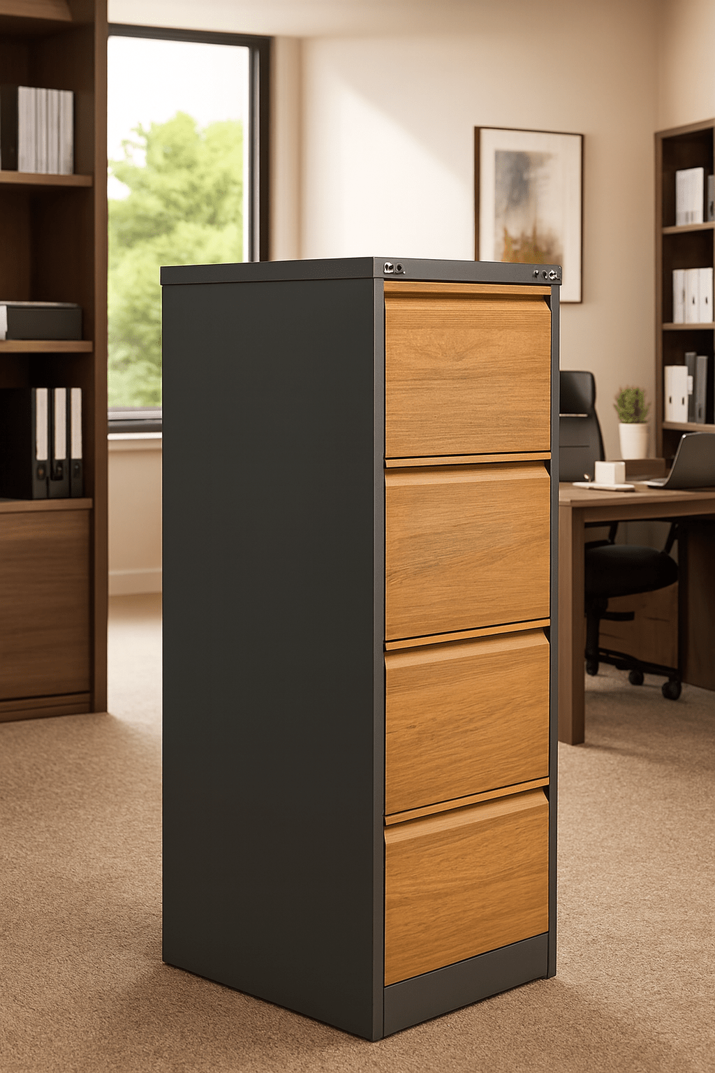 4-Drawer Wooden Veneered Office Cabinet - Primo Shop Furniture Shop in KE