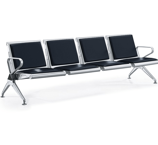 Black 4-Seater Heavy Duty Padded Reception Bench - Primo Shop Furniture KE