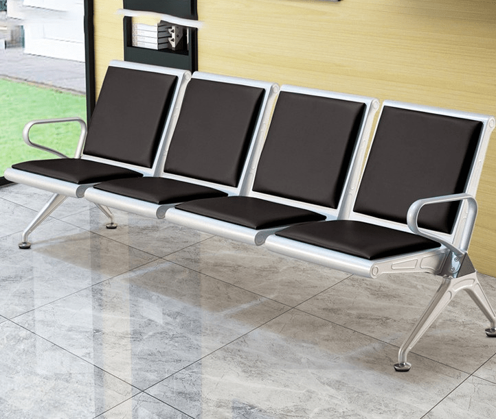 Black 4-Seater Heavy Duty Padded Reception Bench - Primo Shop Furniture KE