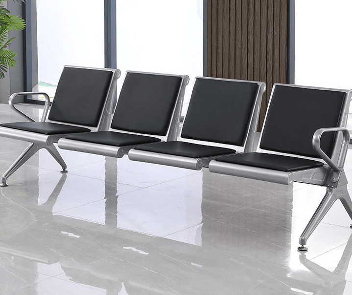 Black 4-Seater Heavy Duty Padded Reception Bench - Primo Shop Furniture KE