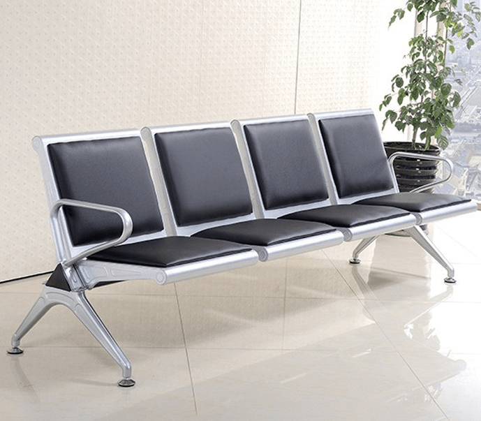 Black 4-Seater Heavy Duty Padded Reception Bench - Primo Shop Furniture KE
