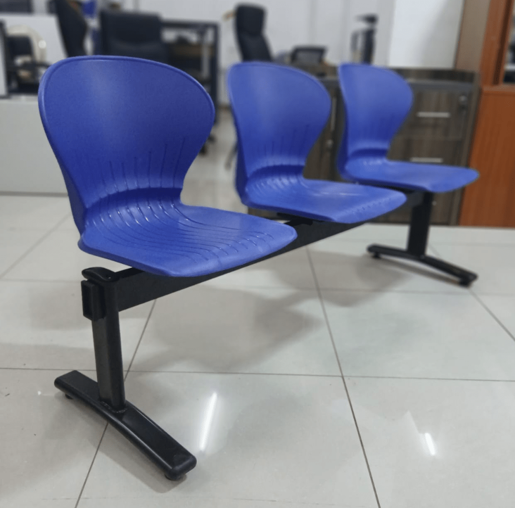 Blue 3-Seater Plastic Reception Bench - Primo Shop Furniture Shop in Kenya
