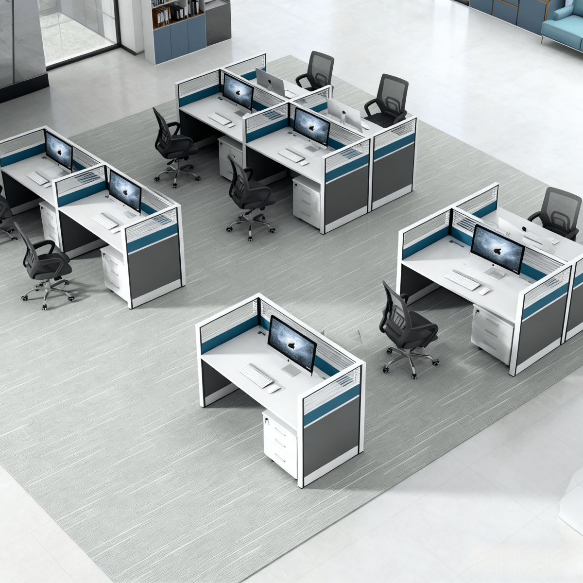 Multi-Coloured 1-Way Office Workstation - Primo Shop Furniture Shop in ...